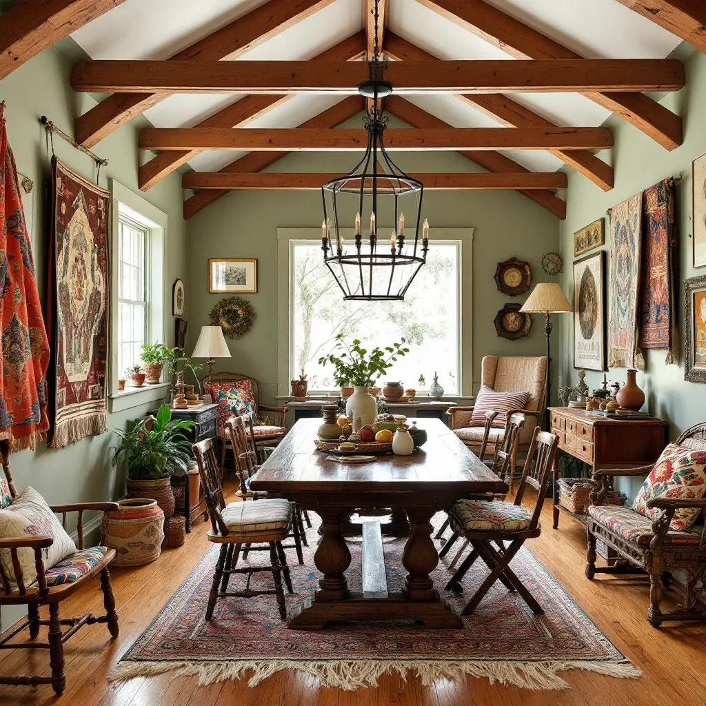 dining room green ceiling